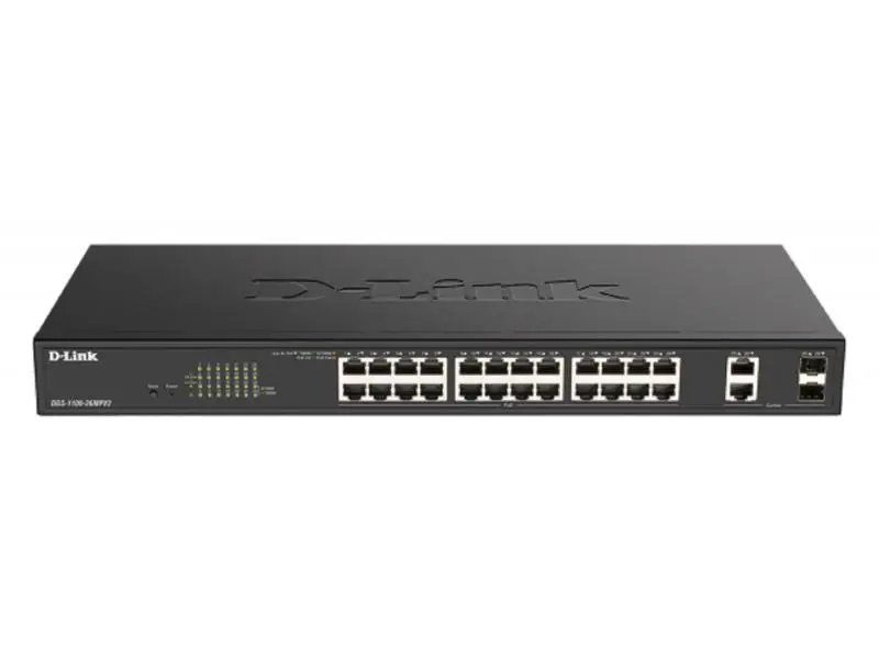 D LINK DGS-1100-26MPV2 Smart LAN Svič, 24PoEport/2SFP, Crni