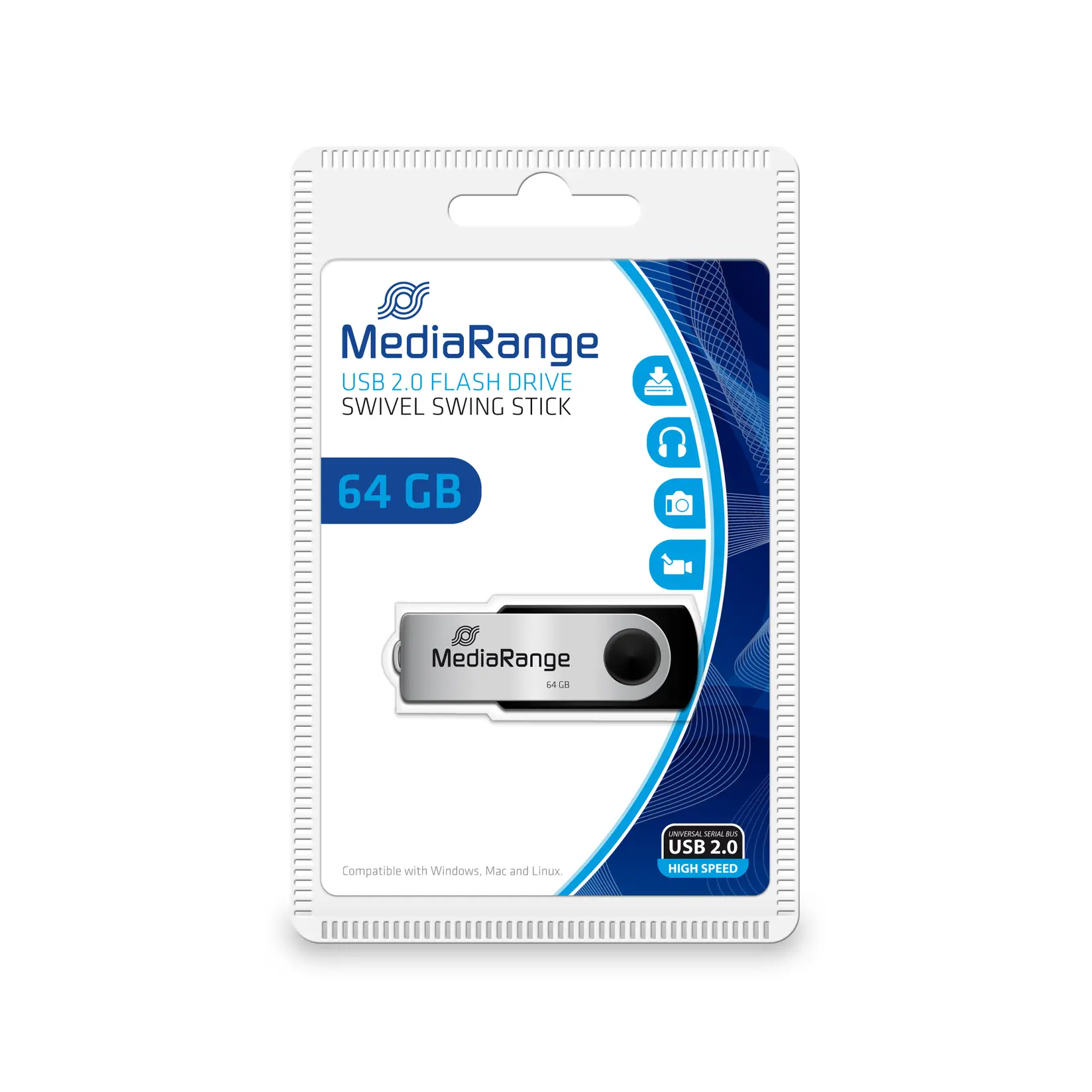 MediaRange 64GB USB 2.0 USB fleš disk USB Type-A / Micro-USB Crno, Srebrno