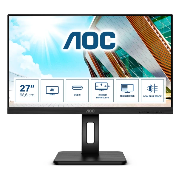 Monitor 27 AOC U27P2CA IPS 4K USB-C pivot swivel tilt