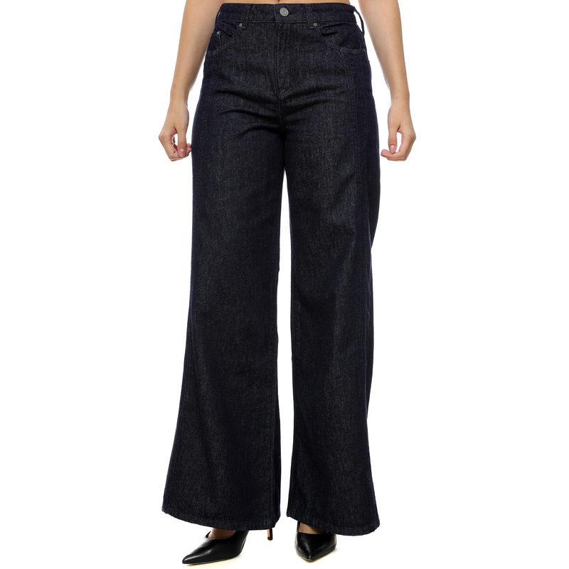 Ženske farmerke Karl Lagerfeld Mid Rise Wide Leg Denim Pants