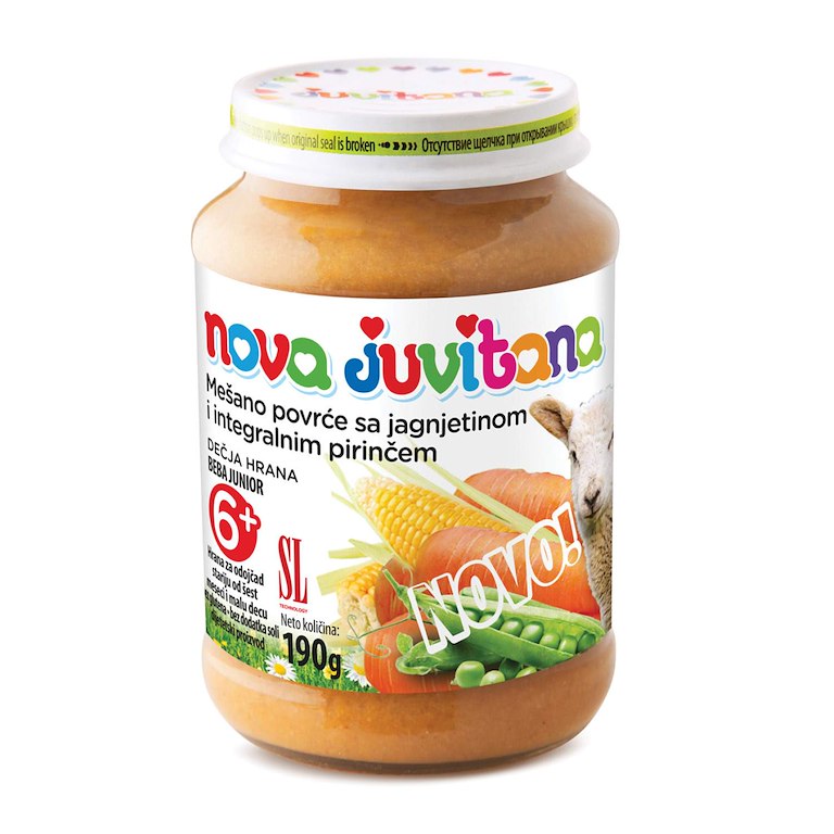 Juvitana kašica povrće pirinač jagnjetina 190g