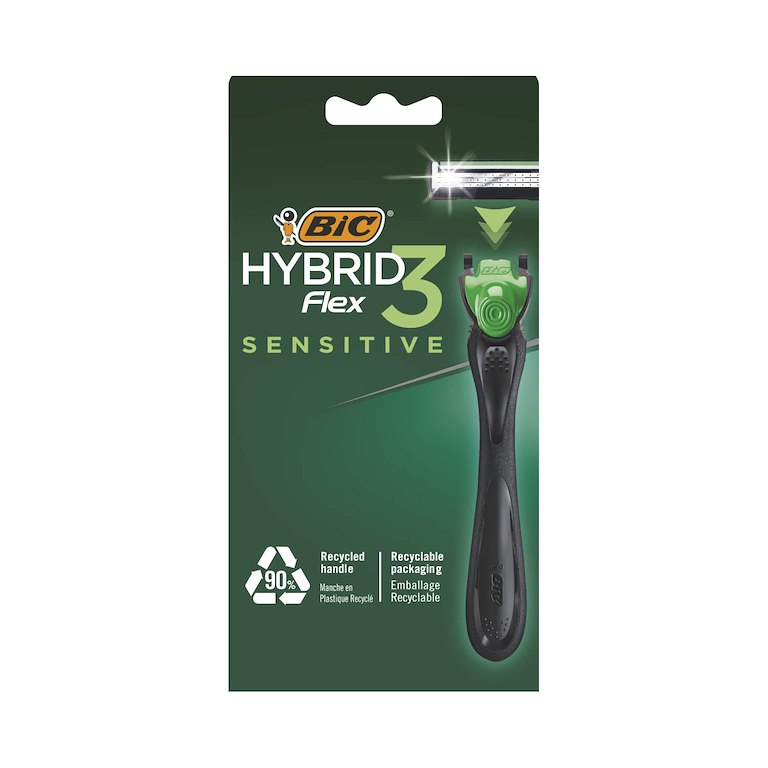 BiC brijač sistem Flex 3 Sensitive Hybrid ručica + 4 dopune