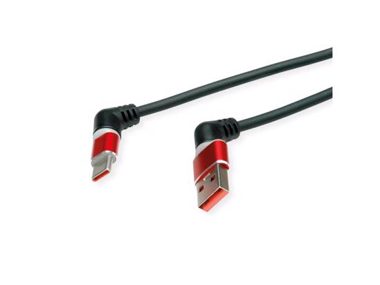 ROLINE 360° Rotation USB 2.0 Cable, C - A, M/M, 60W, Red Black, 2 m