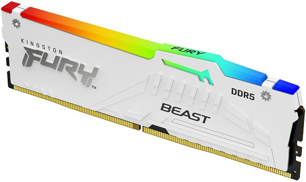 DDR5 16GB 6000MT/s [FURY BEAST RGB], Non-ECC UDIMM, CL36 1.35V, 288-Pin 1Rx8, White, Memory Kit, w/Heatsink, XMP & EXPO ( KF560C36BWE2A-16