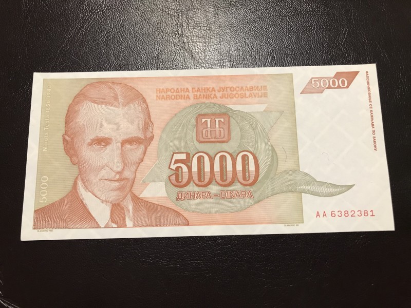 JUGOSLAVIJA 5000 DINARA. UNC.1993.