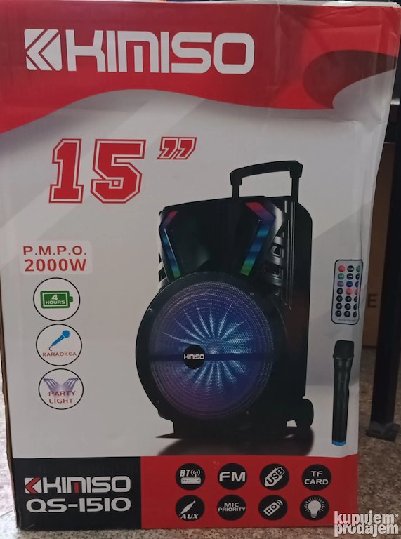 VELIKI Bluetooth karaoke NAJVEĆI Zvučnik QS 1510 15″ 2000w