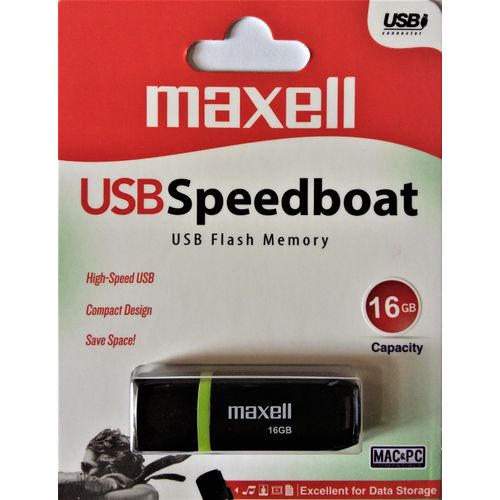 Maxell usb speedboat 2.0 black 16gb