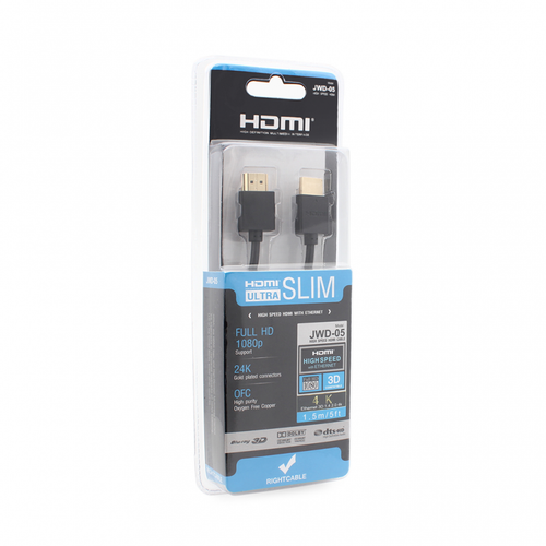 Kabl 1.4V HDMI slim bakarni 1.5m JWD-05