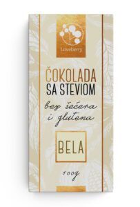 BELA ČOKOLADA SA STEVIJOM,BEZ GLUTENA 100g