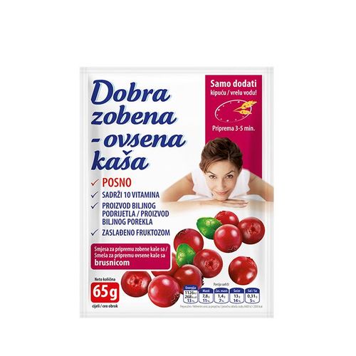 DOBRA OVSENA-ZOBENA KAŠA BRUSNICA 65g