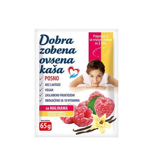 DOBRA OVSENA-ZOBENA KAŠA MALINA I VANILA 65g