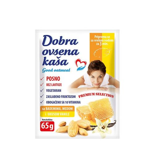 DOBRA OVSENA-ZOBENA KAŠA SA BADEMIMA, MEDOM I UKUSOM VANILE 65g