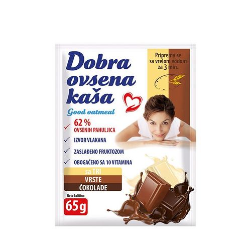 DOBRA OVSENA-ZOBENA KAŠA SA TRI VRSTE ČOKOLADE 65g