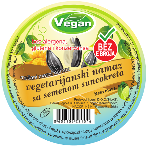 VEGETARIJANSKI NAMAZ SA SEMENOM SUNCOKRETA 50g