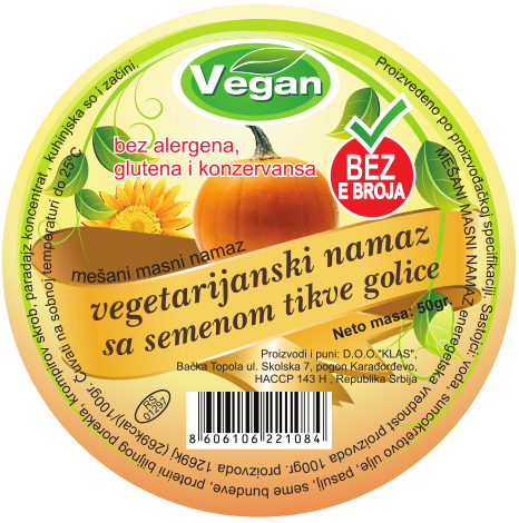 VEGETARIJANSKI NAMAZ SA SEMENOM TIKVE GOLICE 50g