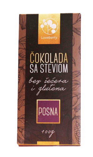 ČOKOLADA SA STEVIJOM,BEZ GLUTENA,POSNA 100g