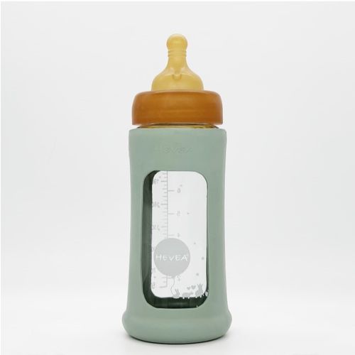 Hevea flašica sa širokim otvorom i zaštitnim rukavom Morska pena 1 kom, 250ml/8.5oz