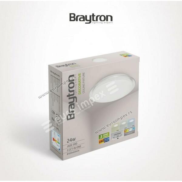 LED PLAFONJERA 34W OKRUGLA TRI BOJE SVETLA JADE slim sa prstenom BH16-20480 Braytron