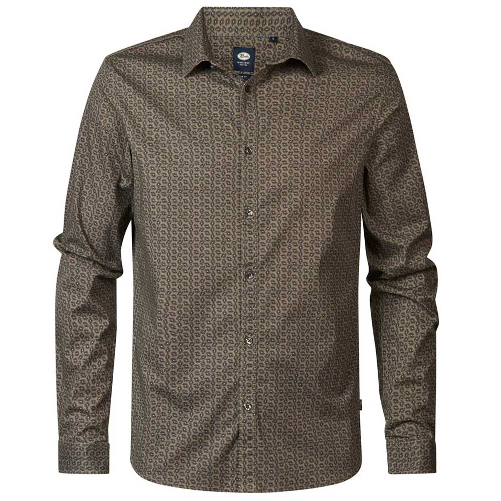 PETROL-MEN SHIRT LONG SLEEVE AOP – M-3040-SIL410-7140-OAK