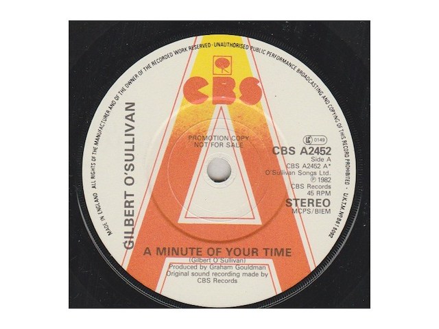 Gilbert O`Sullivan – A Minute Of Your Time Vinyl, 7`,