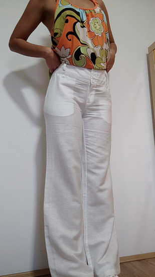 Bele lanene pantalone, vel. S/M