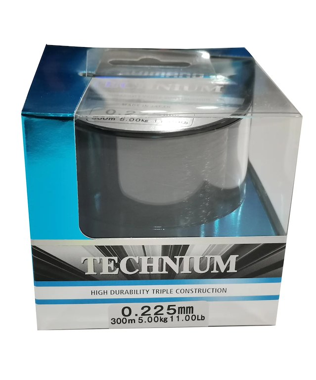 SHIMANO Monofil Technium, 200 m, 0.225 mm, Sivi