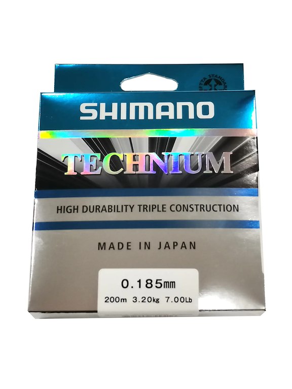 SHIMANO Monofil Technium, 200 m, 0.185 mm, Sivi