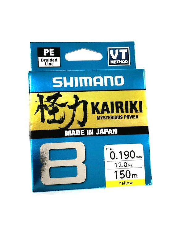 SHIMANO Struna Kairiki 8, 150 m, 0.19 mm, Žuta