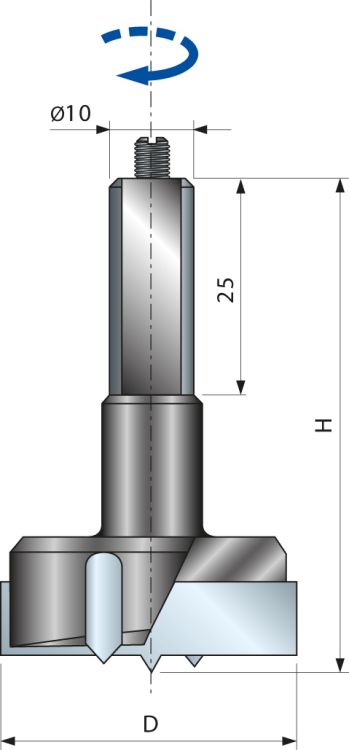 Burgija za klap šarke 25mm; 25 x 57,5mm prihvat 10mm sa flahom; desna Freud PC04MD 253