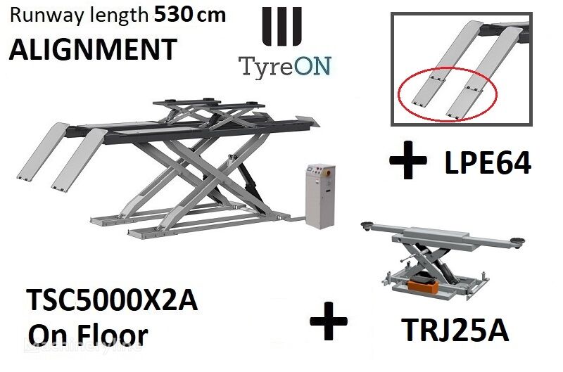 Nova TyreON ► TSC5000X2A in floor alignment scissor lift 5000kg 5300mm + TRJ makazasta auto dizalica