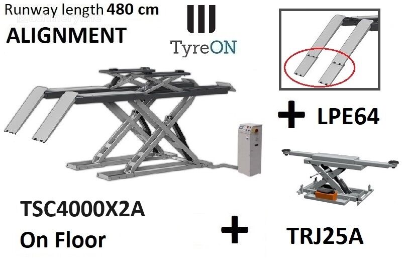 Nova TyreON ► TSC4000X2A on floor alignment scissor lift 4000kg 4800mm + TRJ makazasta auto dizalica