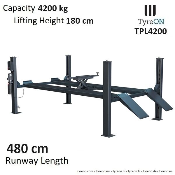 Nova TyreON TPL4200 4 post lift - 4.8 meter flat runways - 4.2T četvorostubna dizalica