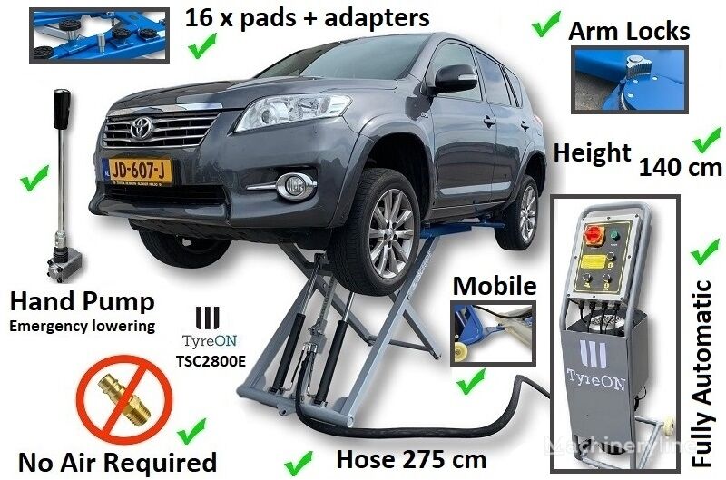 Nova TyreON TSC2800E mobile car scissor lift - automatic locking of the lift makazasta auto dizalica