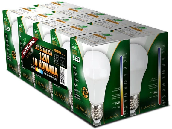 Lumax Komplet od 10 sijalica ECO LUME27-12W 3000K 1055 lm 1/10