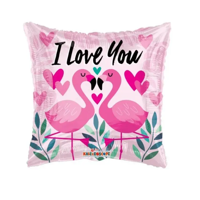 Kaleidoscope Balon Flamingosi I love you, Folija, Roze