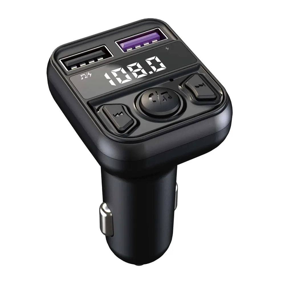 FM transmiter C44 USB, QC 3 Bluetooth 5.0, handsfree crni