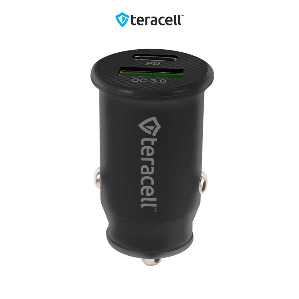 TERACELL Evolution TC-10 Auto-punjač PD 20W, USB QC3.0 15W, Sa lightning kablom, Crni