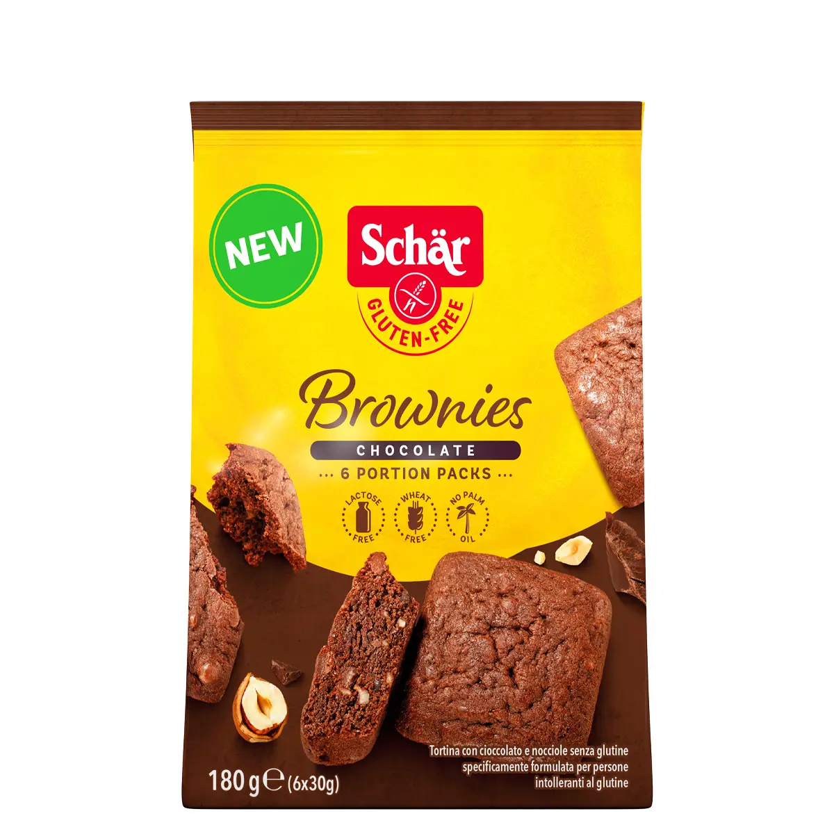 Schar Brownies Čokoladni kolačići sa lešnikom bez glutena, 6 kom, 30 g