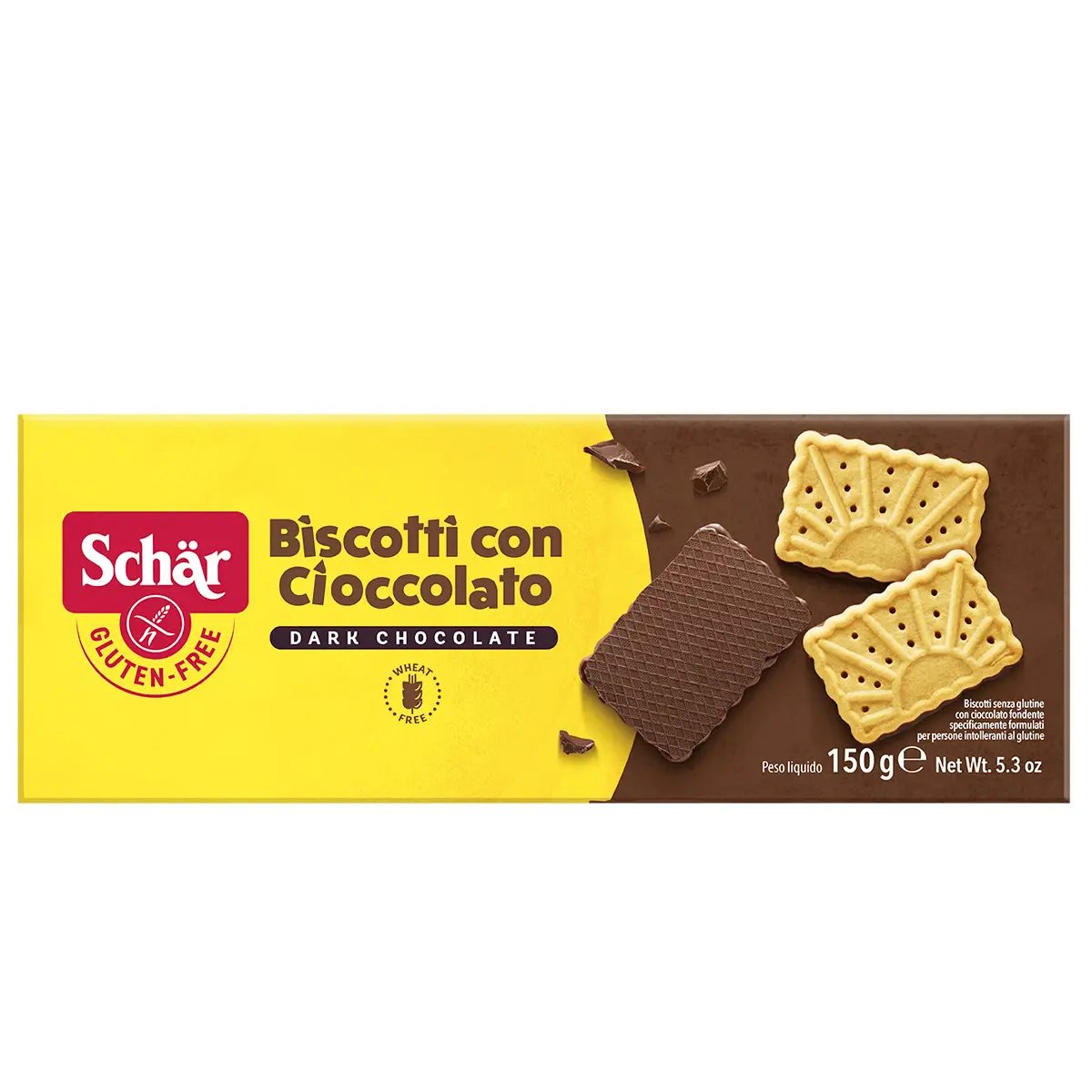 Schar Hrskavi keks preliven crnom čokoladom bez glutena, 150 g