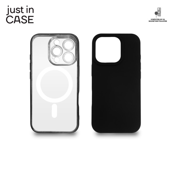 2u1 Extra case MAG MIX PLUS paket CRNI za iPhone 16 Pro