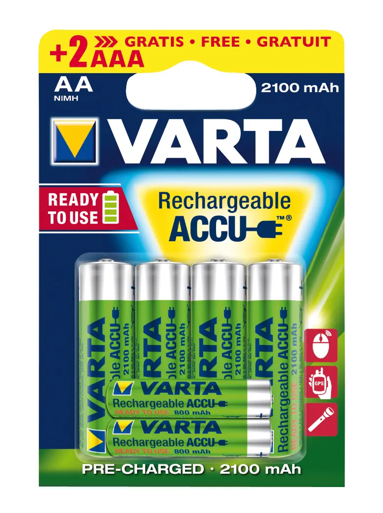 VARTA Set punjivih NiMH baterija 1/4 AA 2100mAh + 2/1 AAA 800mAh