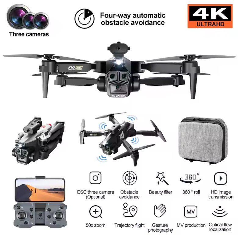 Dron K10 4K HD 3 KAMERE