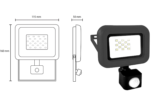 LED REFLE.10W PIR