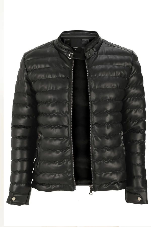 74456 DEWBERRY SLIM FIT PUFFER MENS PU JACKET-BLACK