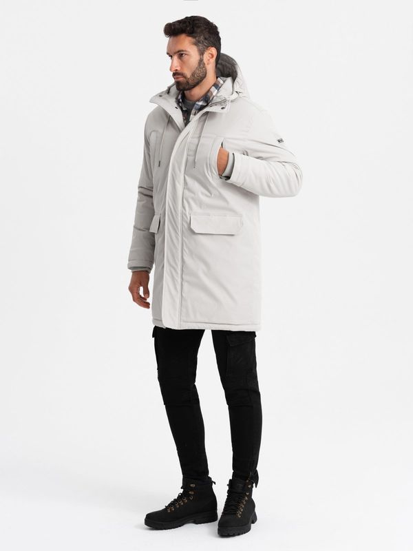 Ombre Long classic men's parka jacket - cream