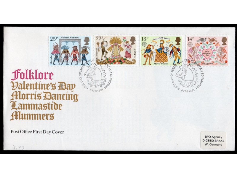 Velika Britanija 1981 - Folklor - Valentinov dan - FDC