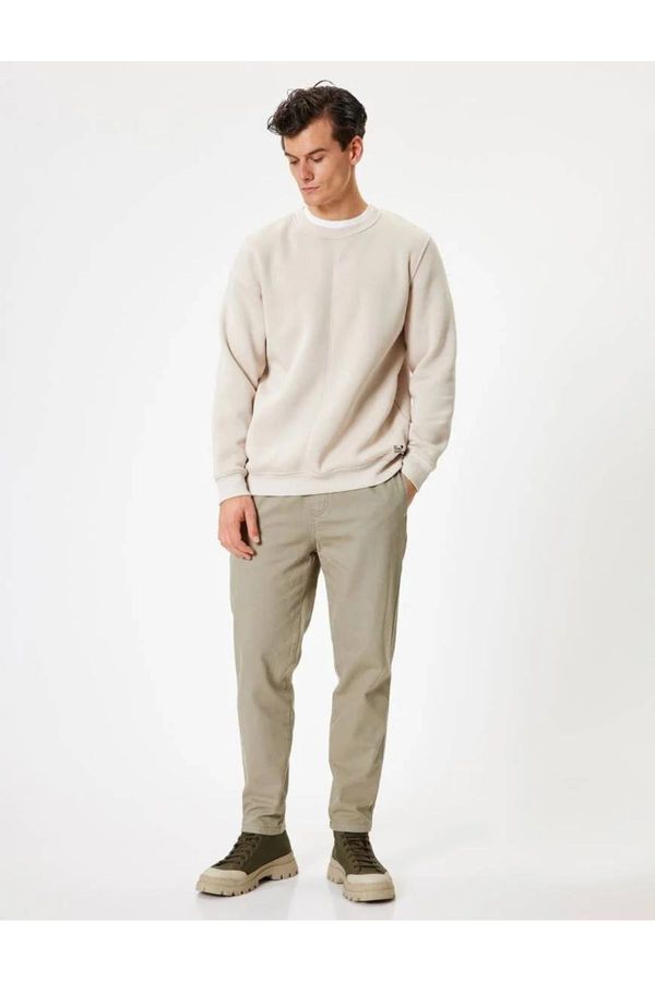 KOTON GABARDINE TROUSERS WITH LACE WAIST POCKET DETAIL COTTON