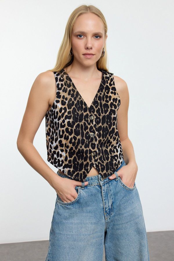 TRENDYOL MULTICOLORED FITTED LEOPARD PATTERNED FITTED VEST