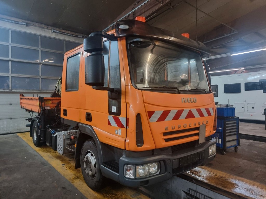 IVECO Eurocargo 100E18 Doka 3 way tipper + crane kiper