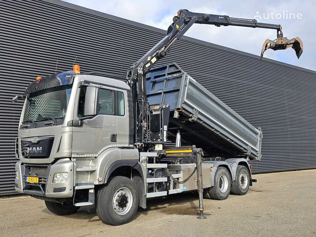 MAN TGS 28.400 6x4-4 BL / Z CRANE + 2 SIDE TIPPER kiper